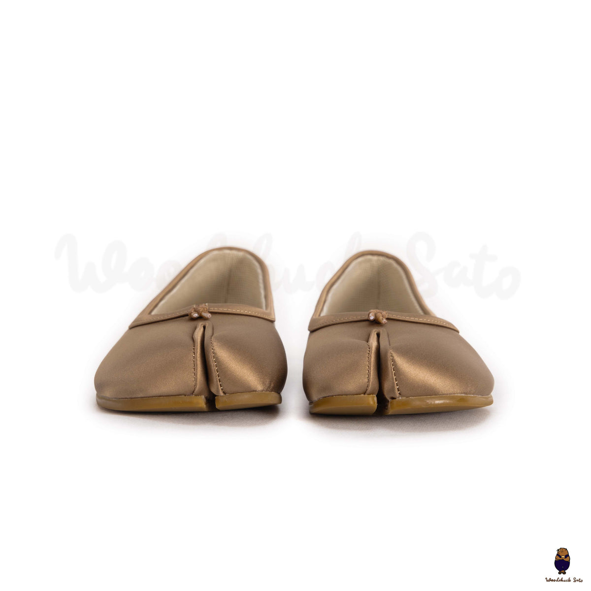 WoodChuckSato Women's Men's Bronze Tabi Split-Toe Satin Ballet Flats S